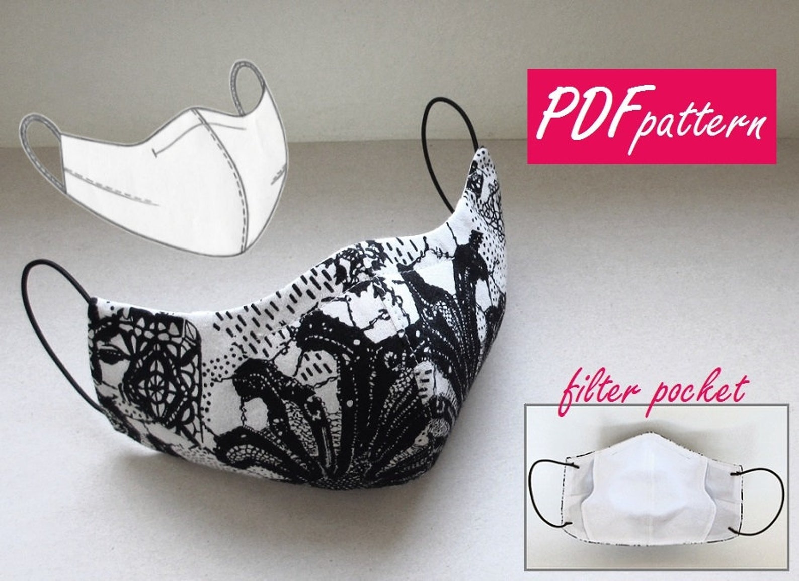 3D Face Mask Pattern PDF Reusable Cloth Sewing Mask - Etsy