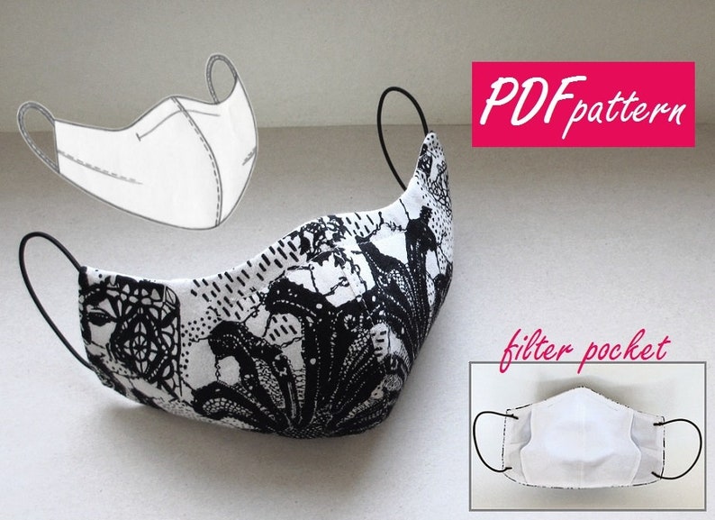 3D Face Mask Pattern PDF Reusable Cloth Sewing Mask - Etsy