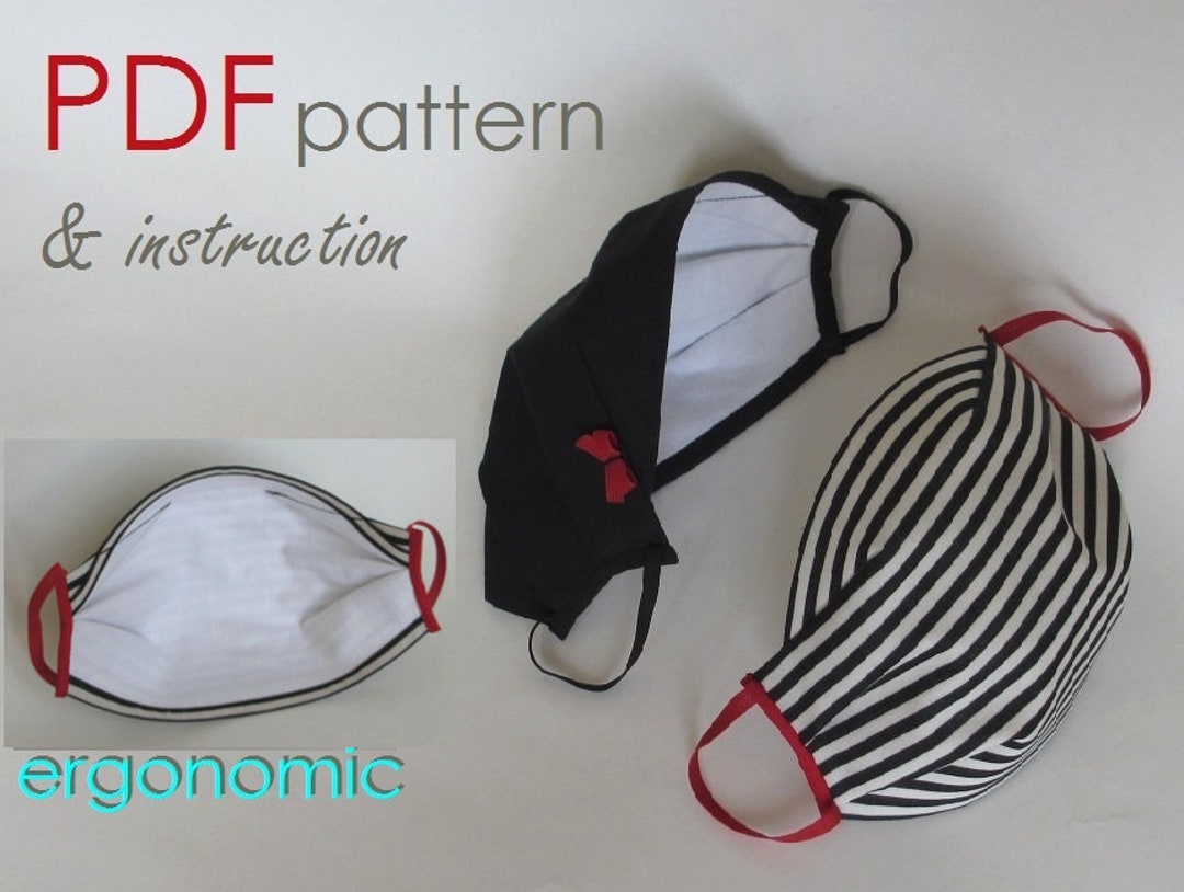 Face Mask Download Pattern PDF 3D Mask Sewing Template Tutorial, Fits ...