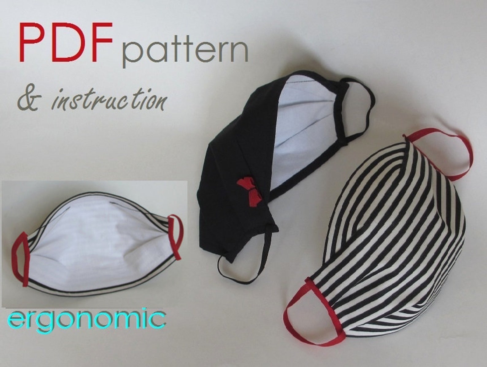 Face Mask Download Pattern PDF 3D Mask Sewing Template | Etsy