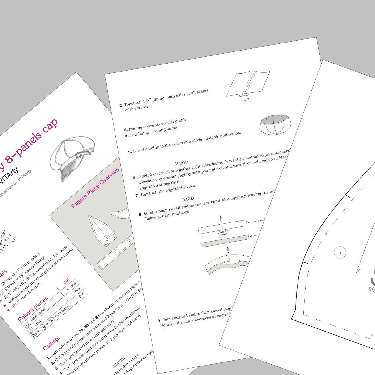 Newsboy Hat Pattern Women Applejack 8-panel Cap Sewing - Etsy