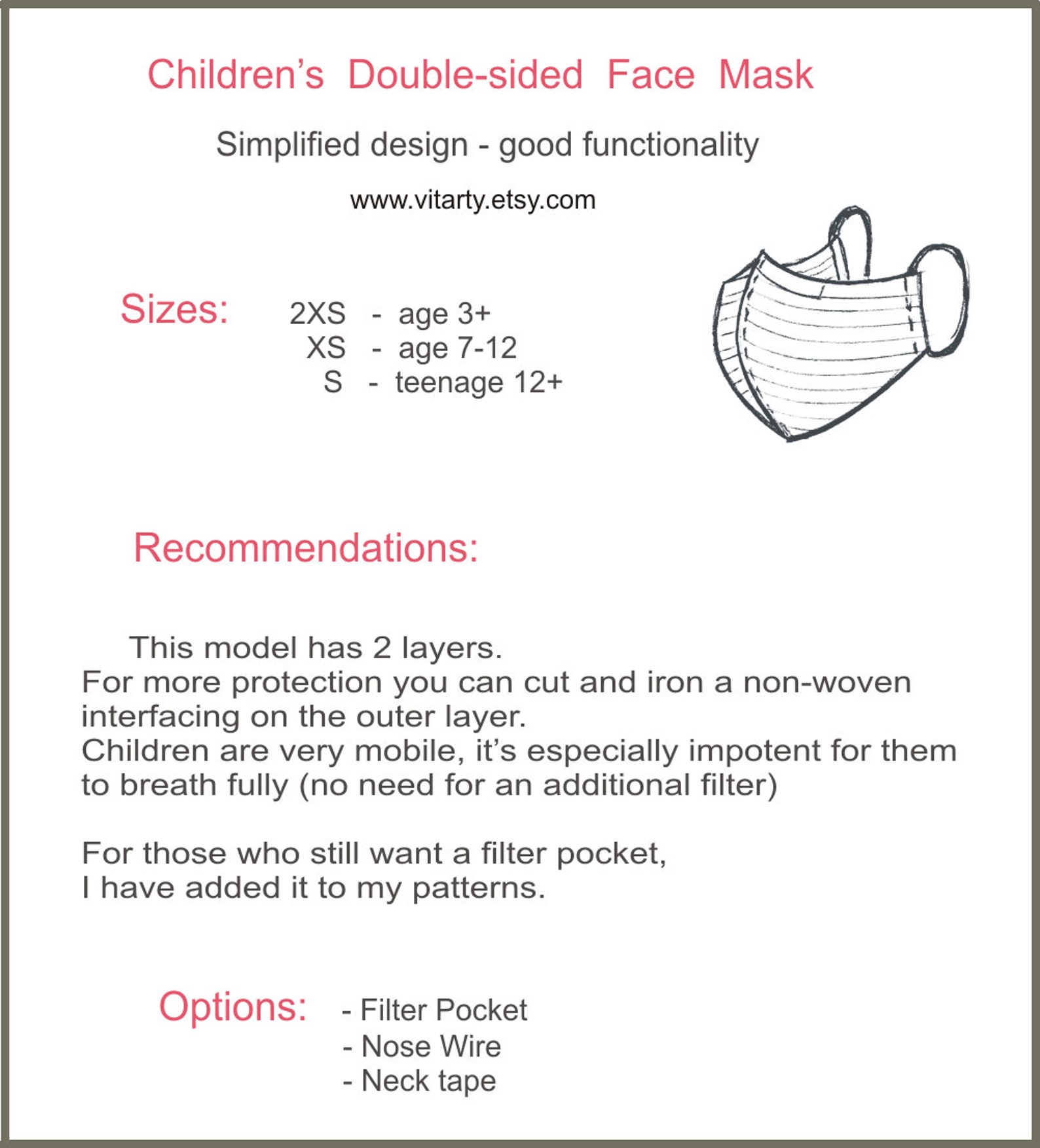 Kids mask patternTutorial Child mask sewing PDF Easy mask | Etsy