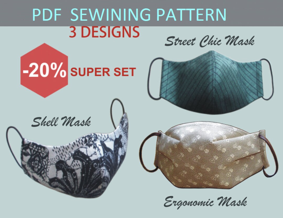 3D Face Mask Pattern PDF Reusable Cloth Sewing Mask Instruction, 3 ...