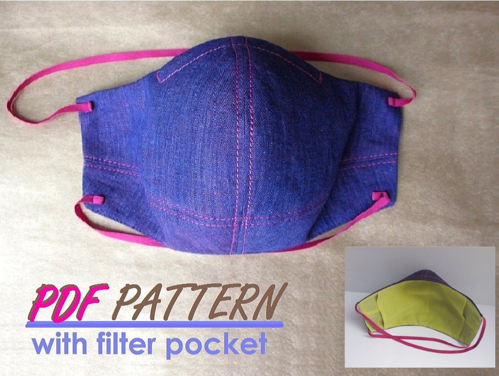 Face Mask Sewing Pattern PDF Filter Pocket Reusable Mask - Etsy