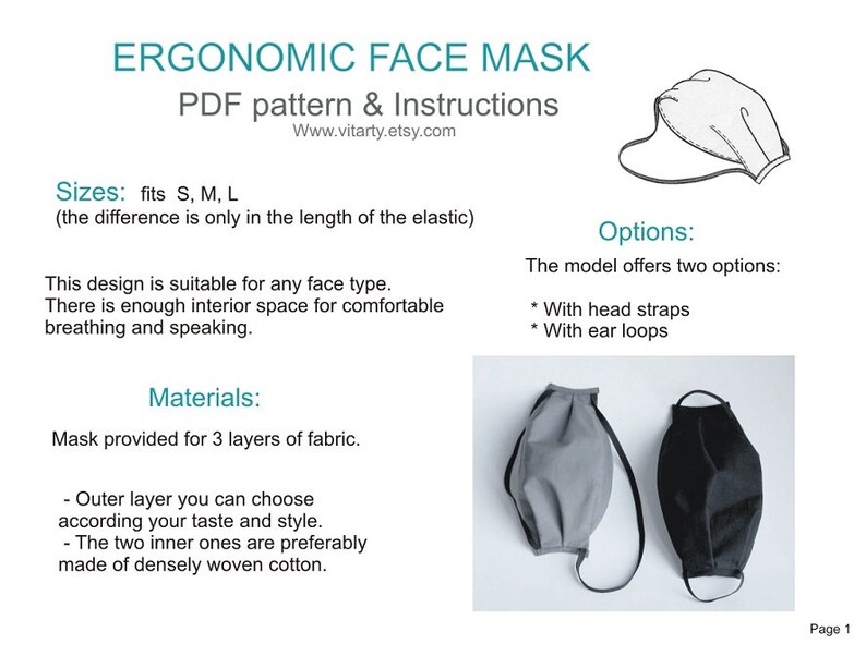 Face Mask Sewing Pattern Fabric 3d Mask Pattern Tutorial Mask - Etsy ...