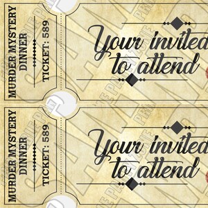 MURDER MYSTERY Ticket Invitation-diy Printable Invite Front & - Etsy