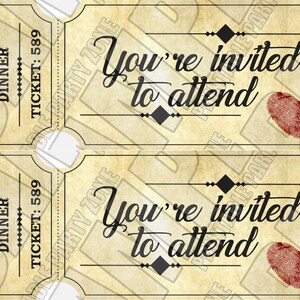 MURDER MYSTERY Ticket Invitation, DIY Printable Invite Front & Back ...