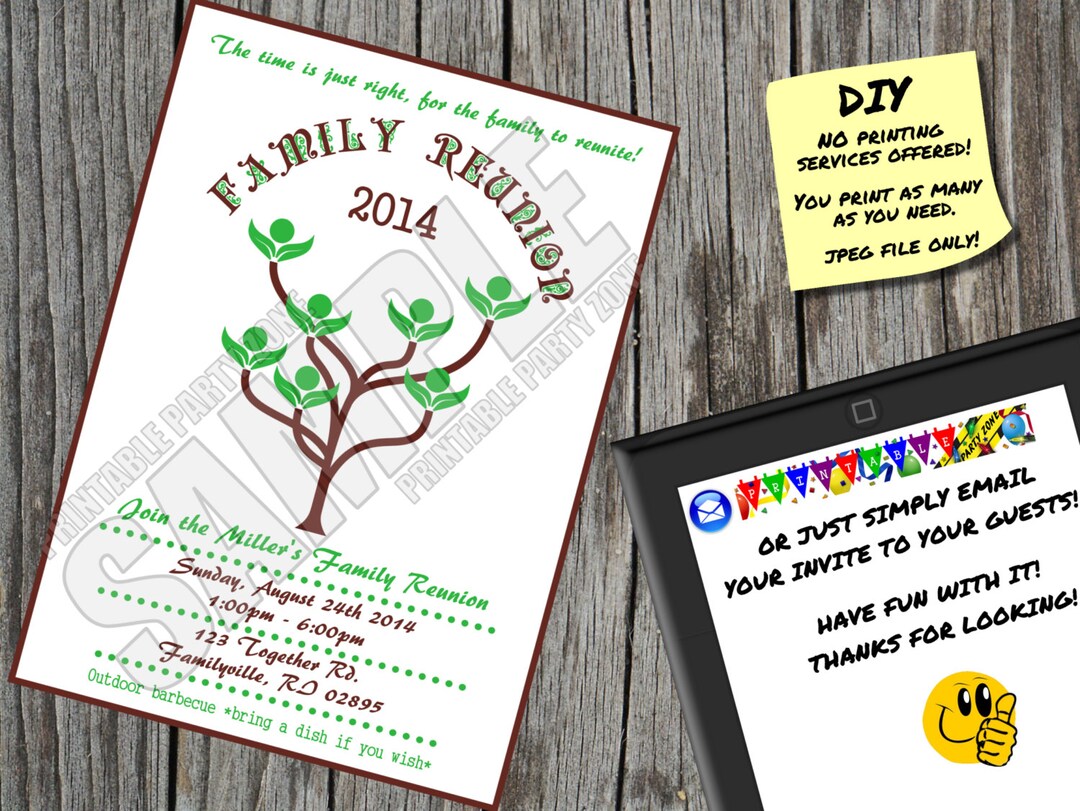 FAMILY REUNION INVITATION, Printable Invite or Online Use, Artsy - Etsy
