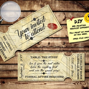 MURDER MYSTERY Ticket Invitation-diy Printable Invite Front & - Etsy
