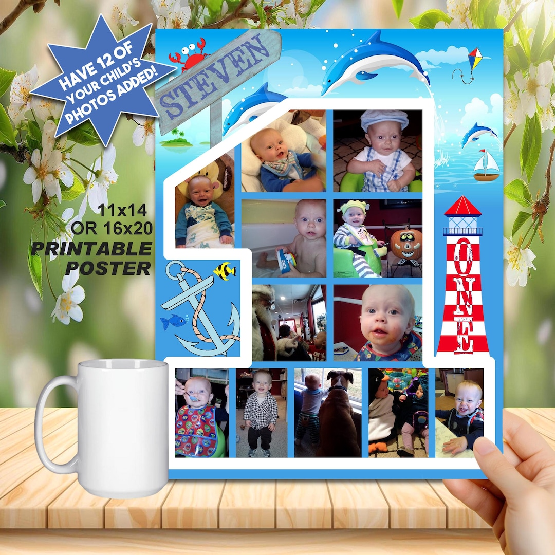 FIRST BIRTHDAY, 12 Month Collage Poster, Have Your 12 Photos Added ...