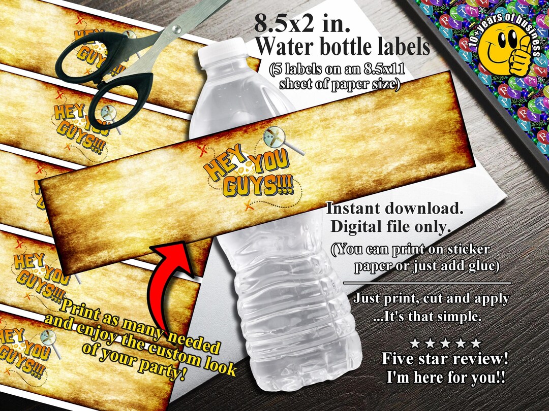GOONIES Style Water Bottle Wrapper Labels, Instant Download, DIY ...
