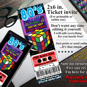 80's PARTY INVITATION Ticket - Printable or Online Use - Wicked Awesome ...