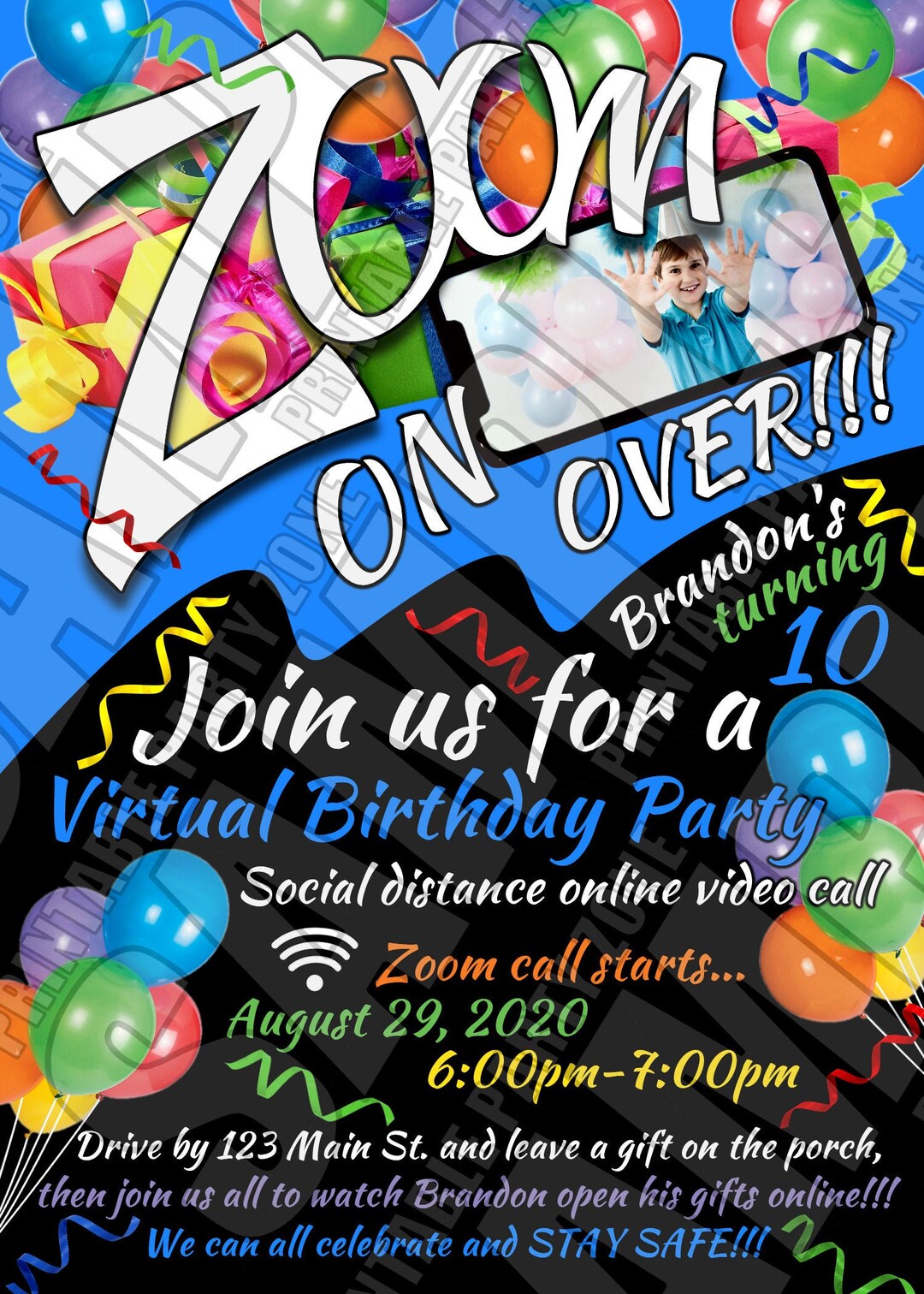 SOCIAL DISTANCE BIRTHDAY Party Virtual Zoom Invitation - Etsy