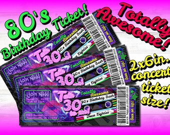 80's PARTY INVITATION Ticket Printable or Online Use Wicked Awesome - Etsy