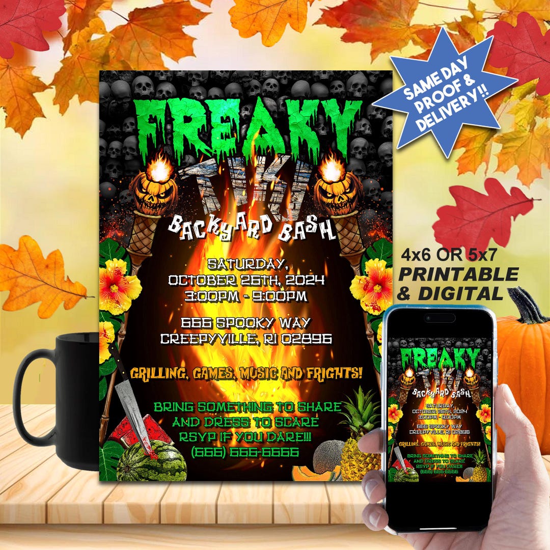 FREAKY TIKI HALLOWEEN Party Invitation, Printable Invite or Online Use ...