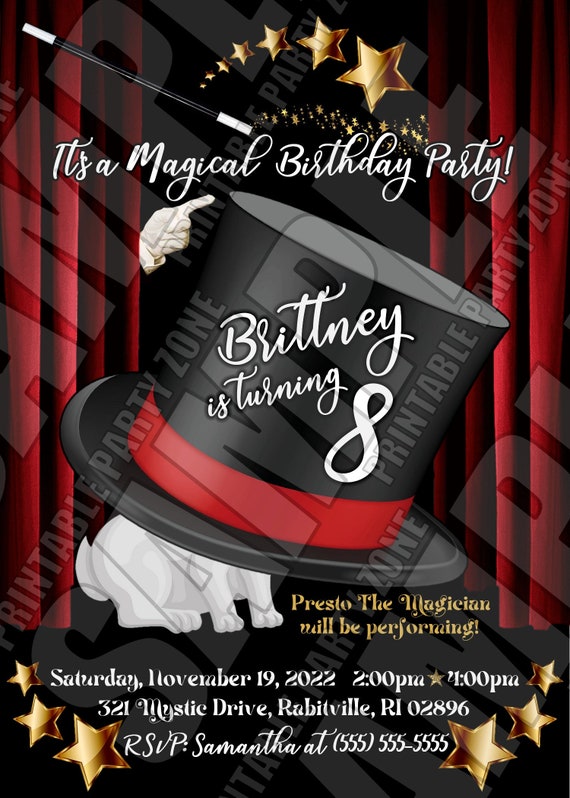 Magic Birthday Invitation Printable Invitation Emailable - Etsy