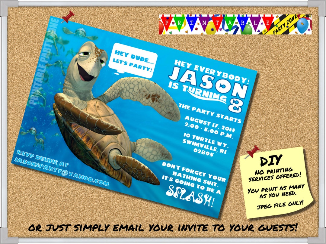 FINDING TURTLE Invitation-printable Invite Emailable Invite - Etsy