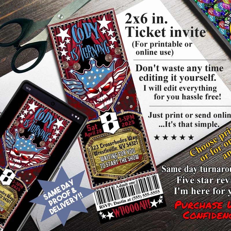 Ticket Style Invite - Etsy