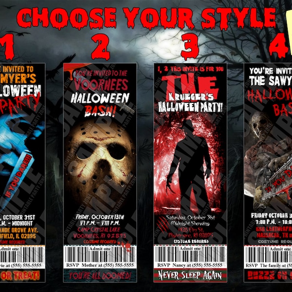 Horror Movies Party Invitations - Etsy