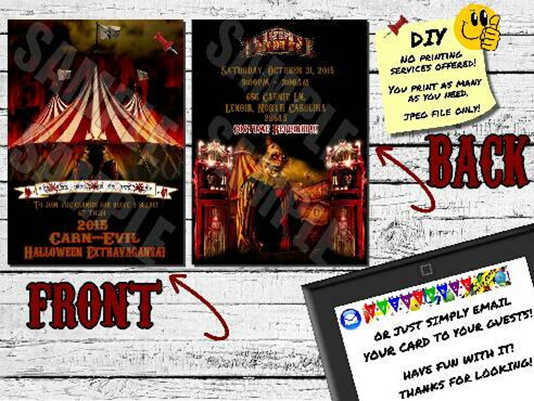 EVIL CARNIVAL INVITATION - Printable Invite or Online Use Invite (evite ...