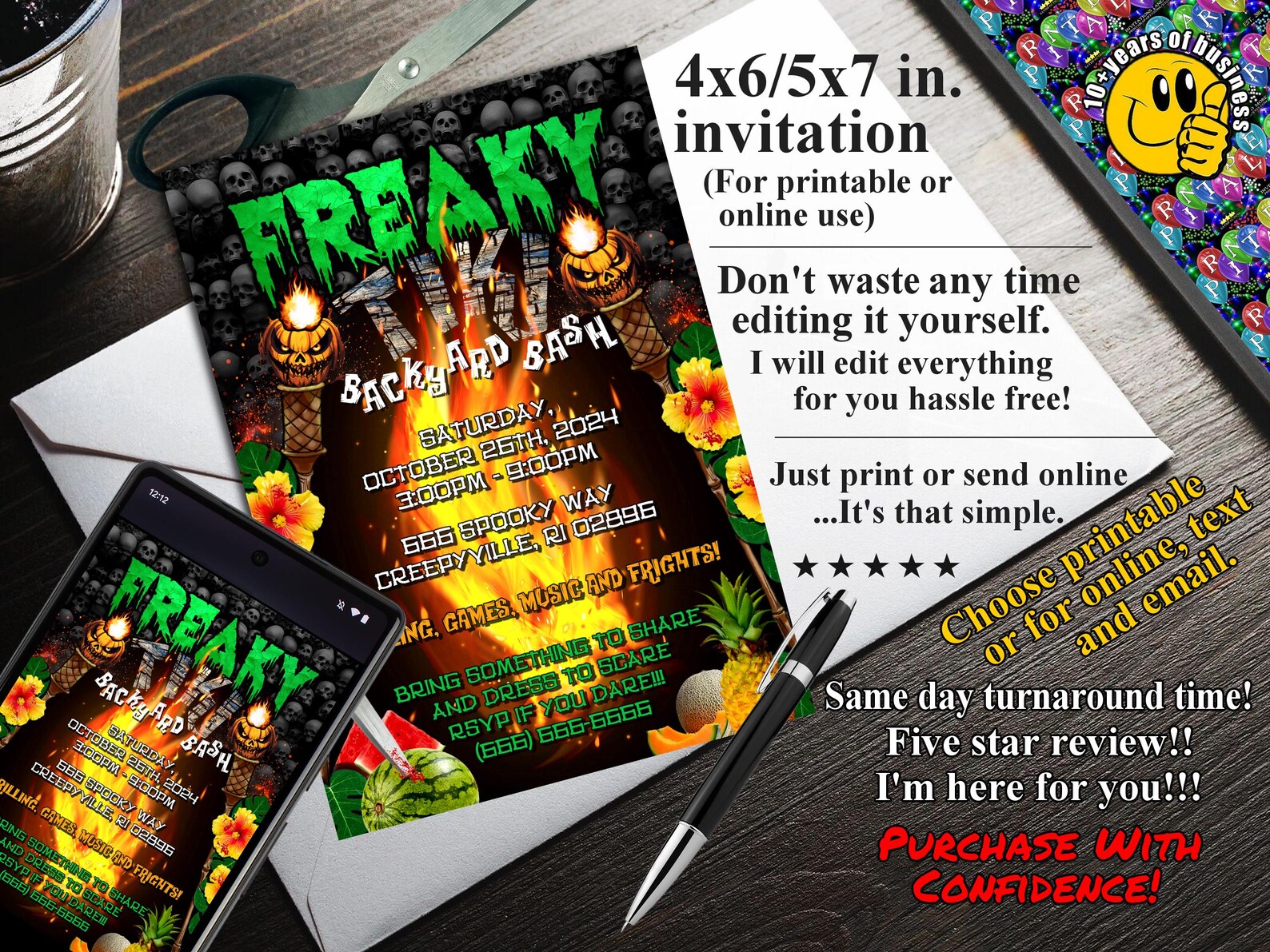FREAKY TIKI HALLOWEEN Party Invitation, Printable Invite or Online Use ...