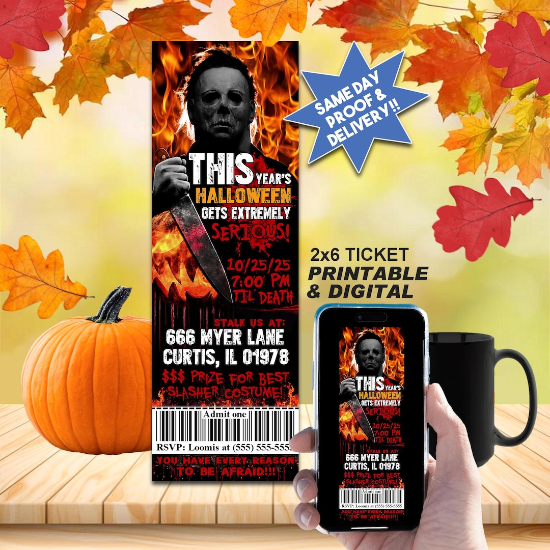 HALLOWEEN Ticket Invitation, Printable or Online Use Text or Email ...