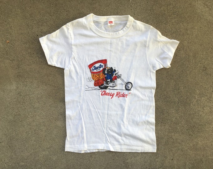 Vintage 1970s CHEETOS Cheesy Rider White Cotton Short Sleeve T-SHIRT ...