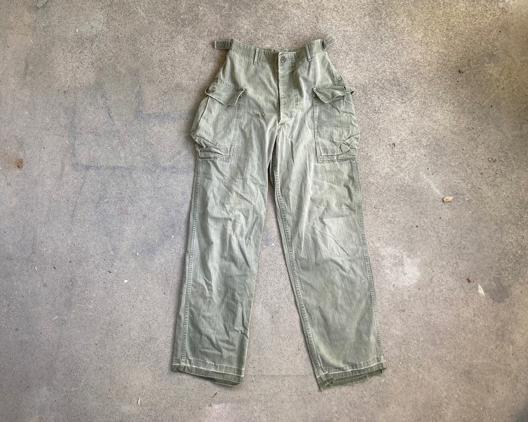 Vintage 1940s 1950s Army HBT Combat Trousers PANTS Size 28 X 32 P-43 ...