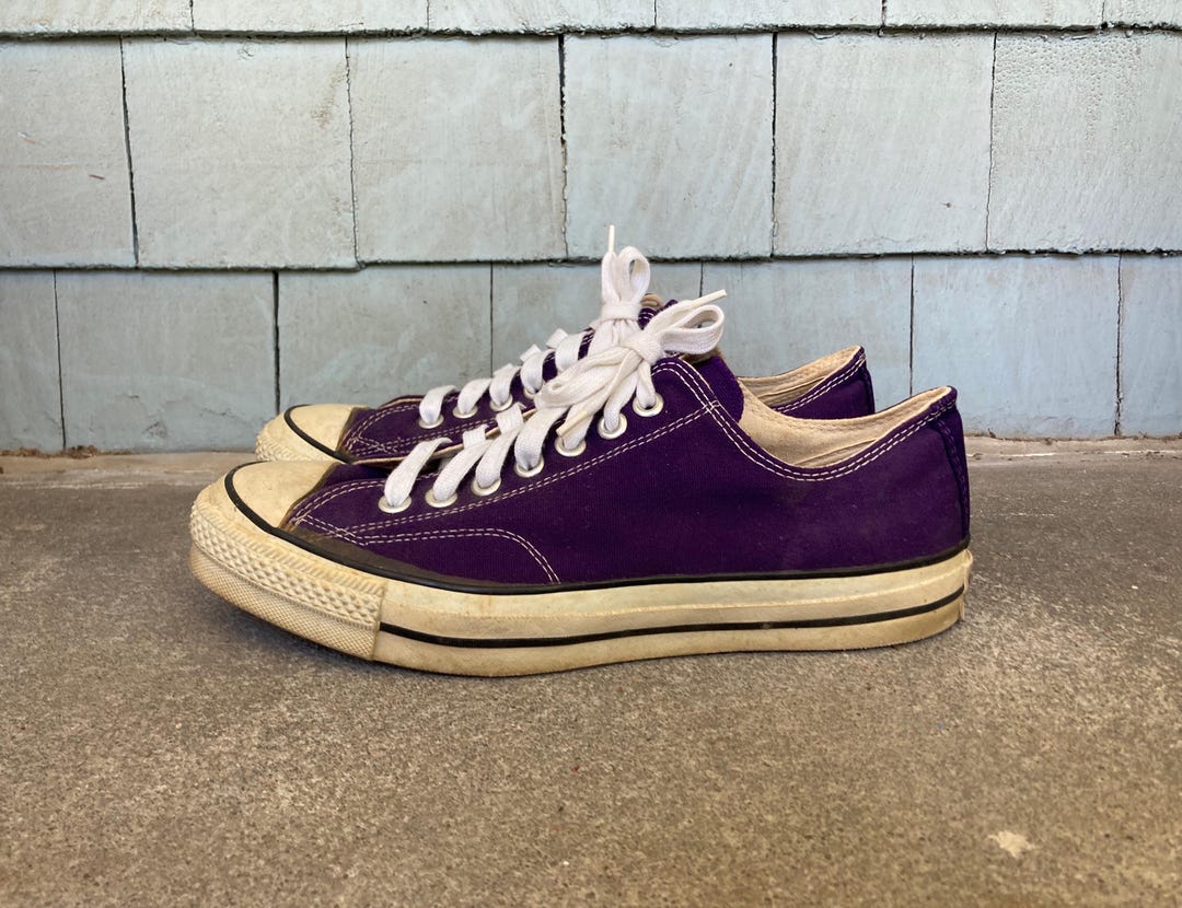 Vintage 1970s 1980s CONVERSE All Star Purple Low Top SNEAKERS Size 8.5 ...