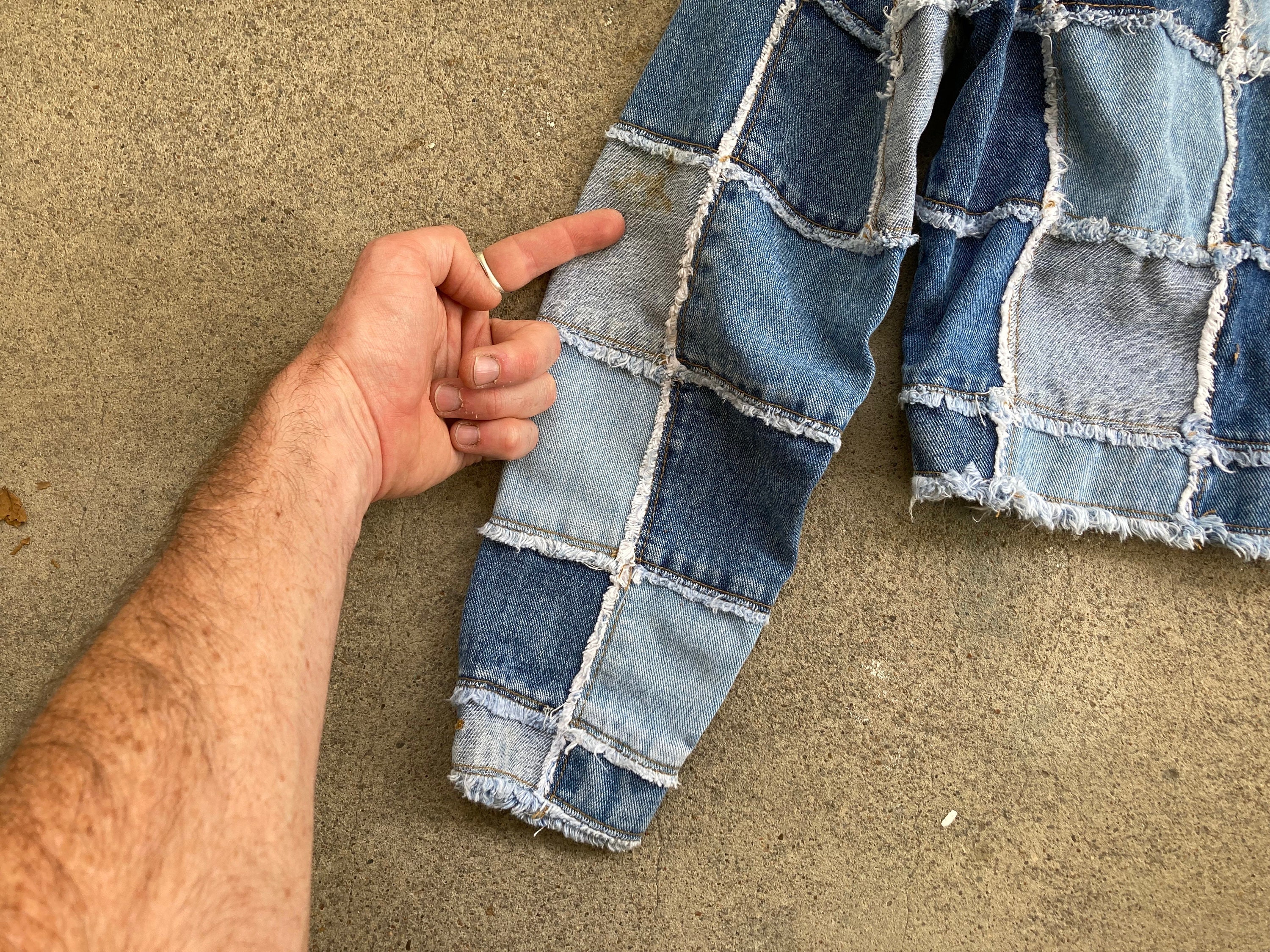 Vintage Womens 1990s ZANA DI Patchwork Frayed Denim Jean JACKET Size ...
