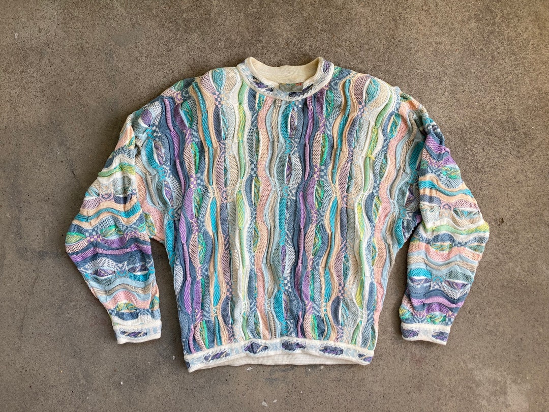 Vintage 1990s Womens COOGI 3D Mosaic Multi Color Textured Cotton ...