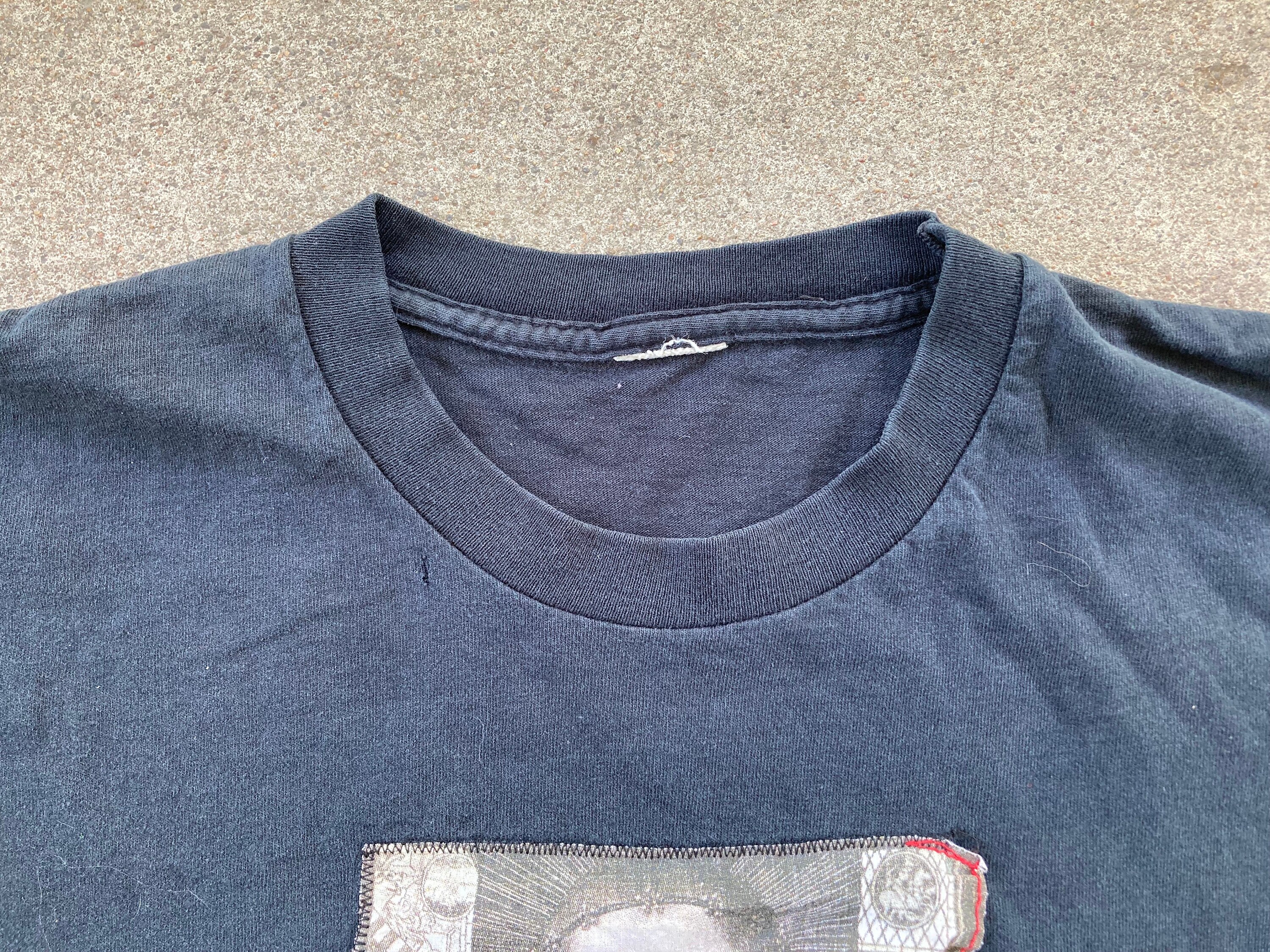 Vintage 1990s ARCHAIC SMILE Jesus Christ Stitched Black T-SHIRT Size ...