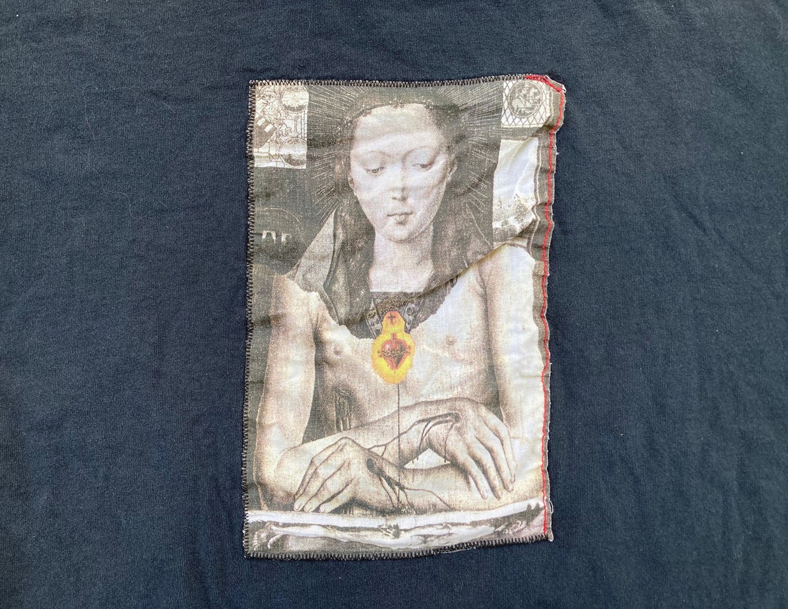 Vintage 1990s ARCHAIC SMILE Jesus Christ Stitched Black T-SHIRT Size ...