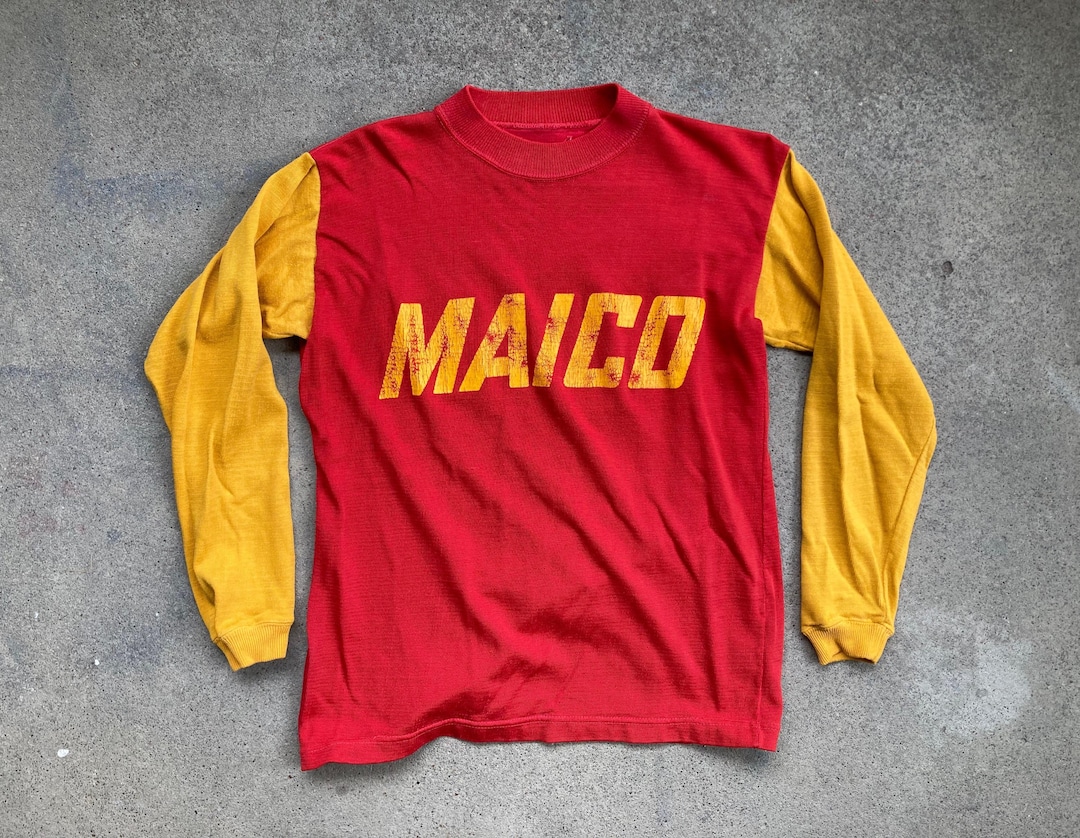 Vintage 1970s MAICO Two Long Sleeve Sleeve Racing JERSEY Shirt Size ...