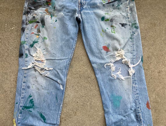Vintage 1990s LEVIS 501 Distressed Denim USA Made But… - Gem