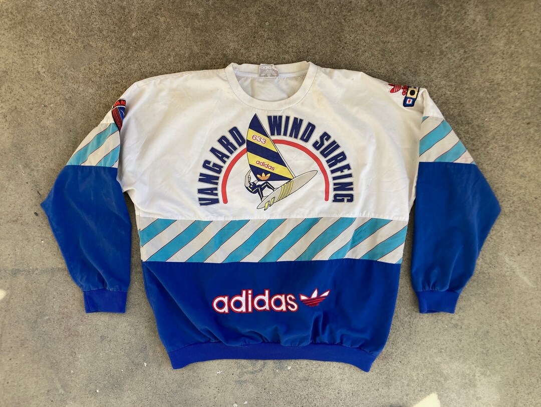 Vintage 1980s ADIDAS Vangard Wind Surfing Crewneck SWEATSHIRT Size ...