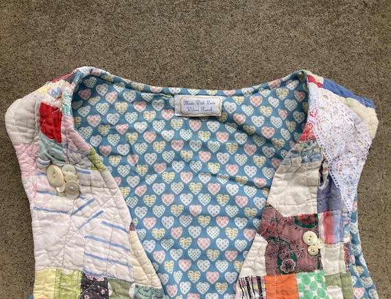 Vintage Womens 1970s PATCHWORK Quilt Hand Made Cotton… - Gem