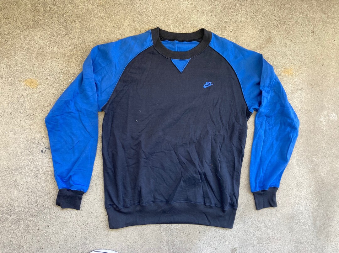 Vintage 1980s NIKE Two Tone Blue Reversible Crewneck SWEATSHIRT Size ...