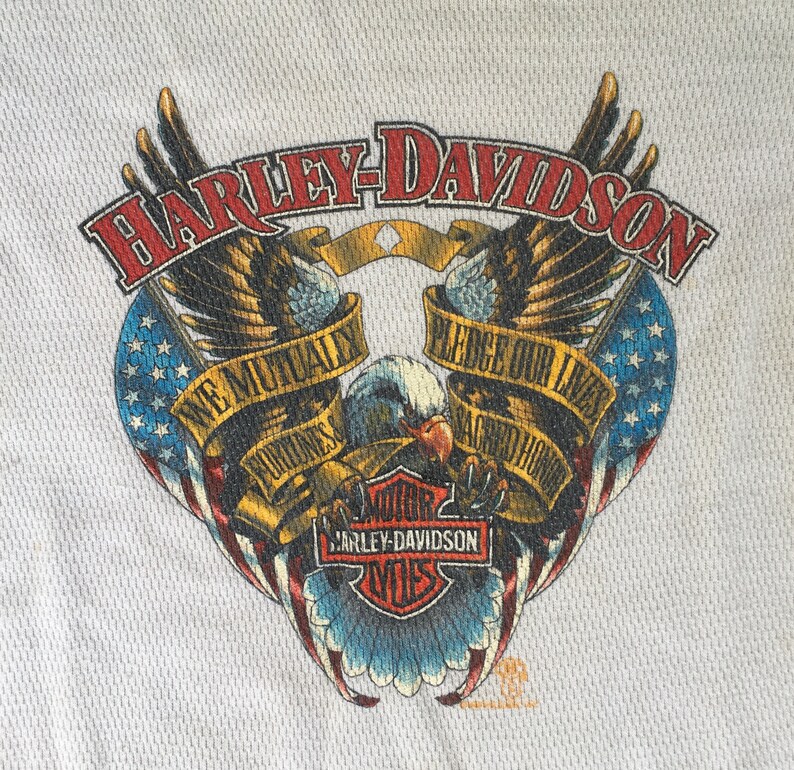 Vintage 1980s HARLEY DAVIDSON 3D Emblem White Long Sleeve - Etsy