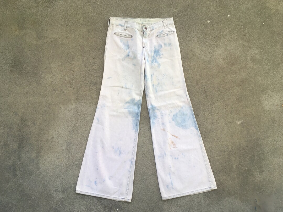 Vintage 1970s HILLBILLY Faded Bleached Blue Cotton BELL BOTTOM Pants ...