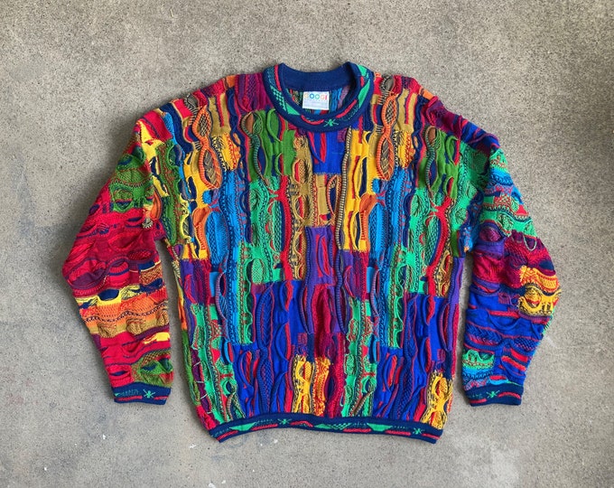 Vintage 1990s Authentic COOGI 3D Mosaic Multi Color Textured Cotton ...