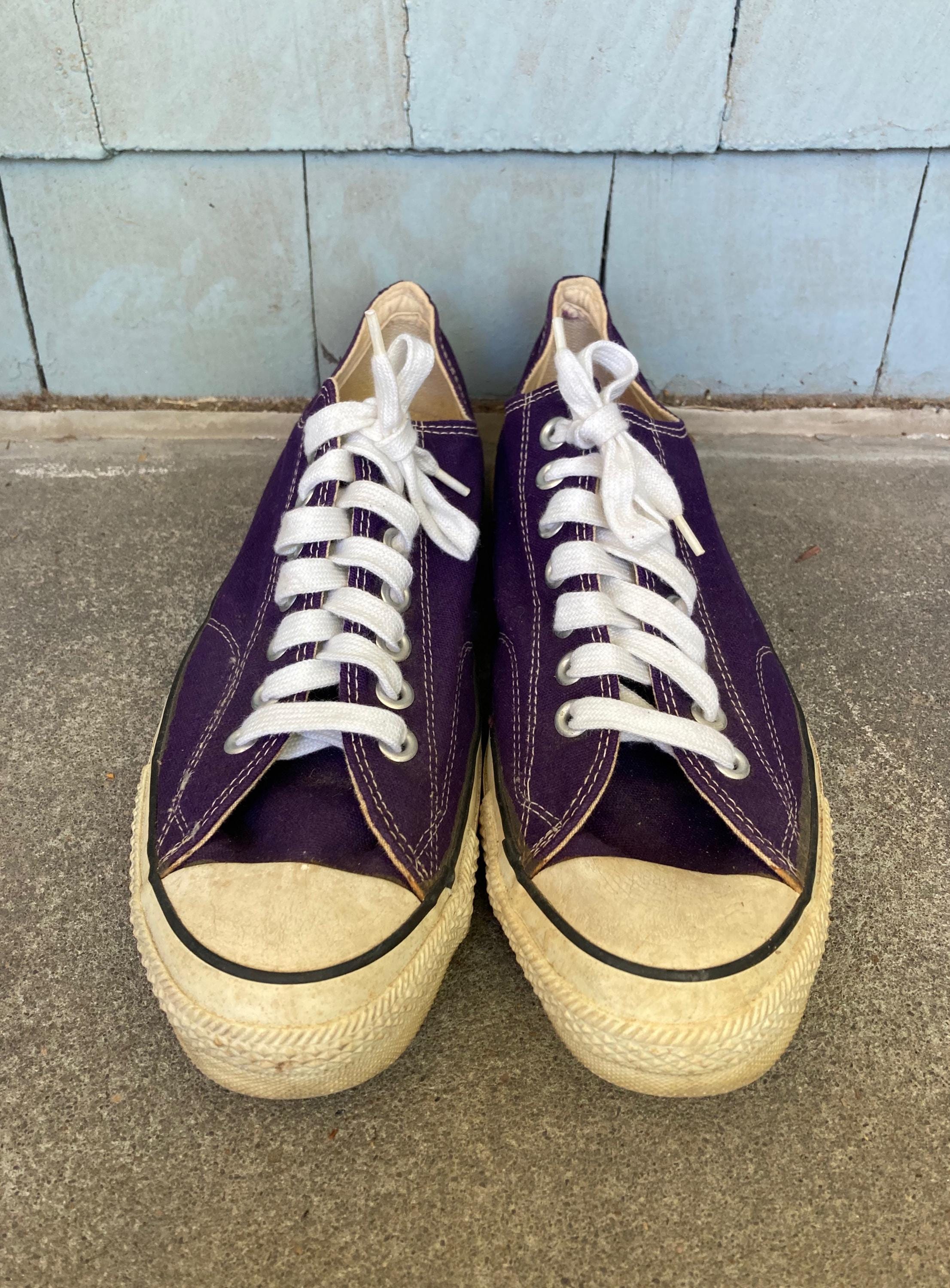 Vintage 1970s 1980s CONVERSE All Star Purple Low Top SNEAKERS Size 8.5 ...