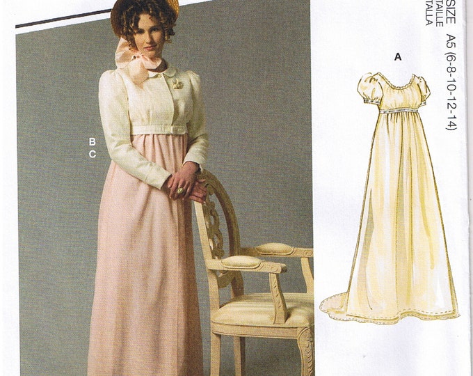 Victorian Empire Waist Dress Gown Costume Sewing Pattern Misses Women ...