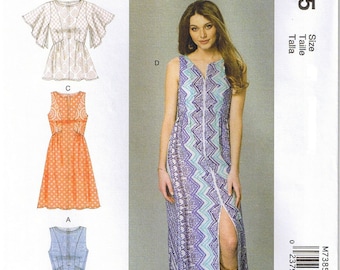 Easy to Sew Raised Waist Dress Sleeveless Short Long Elasticized Sleeve ...