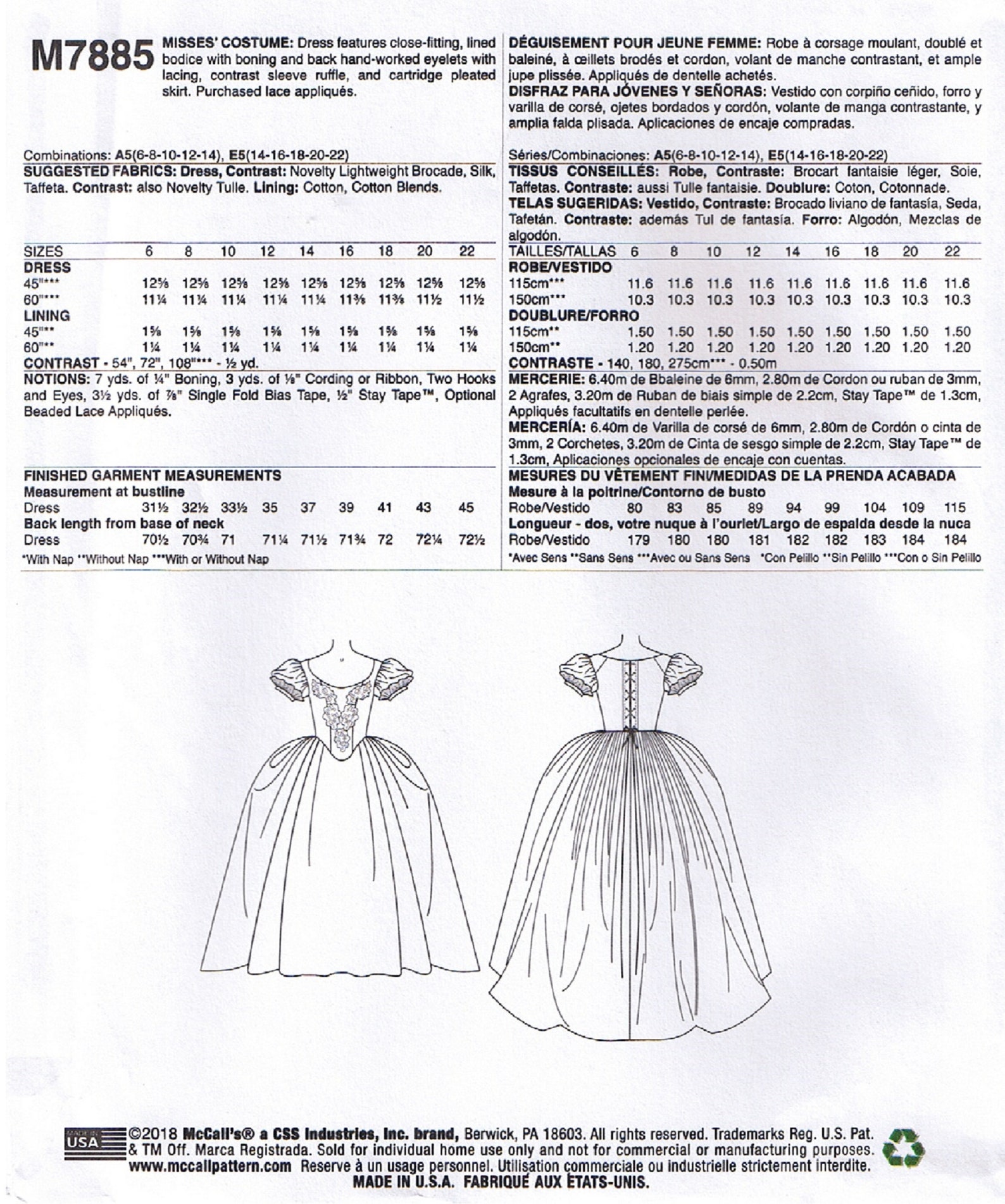 18th Century 1700s Inspired Dress Full Skirt Boned Lace up Bodice ...