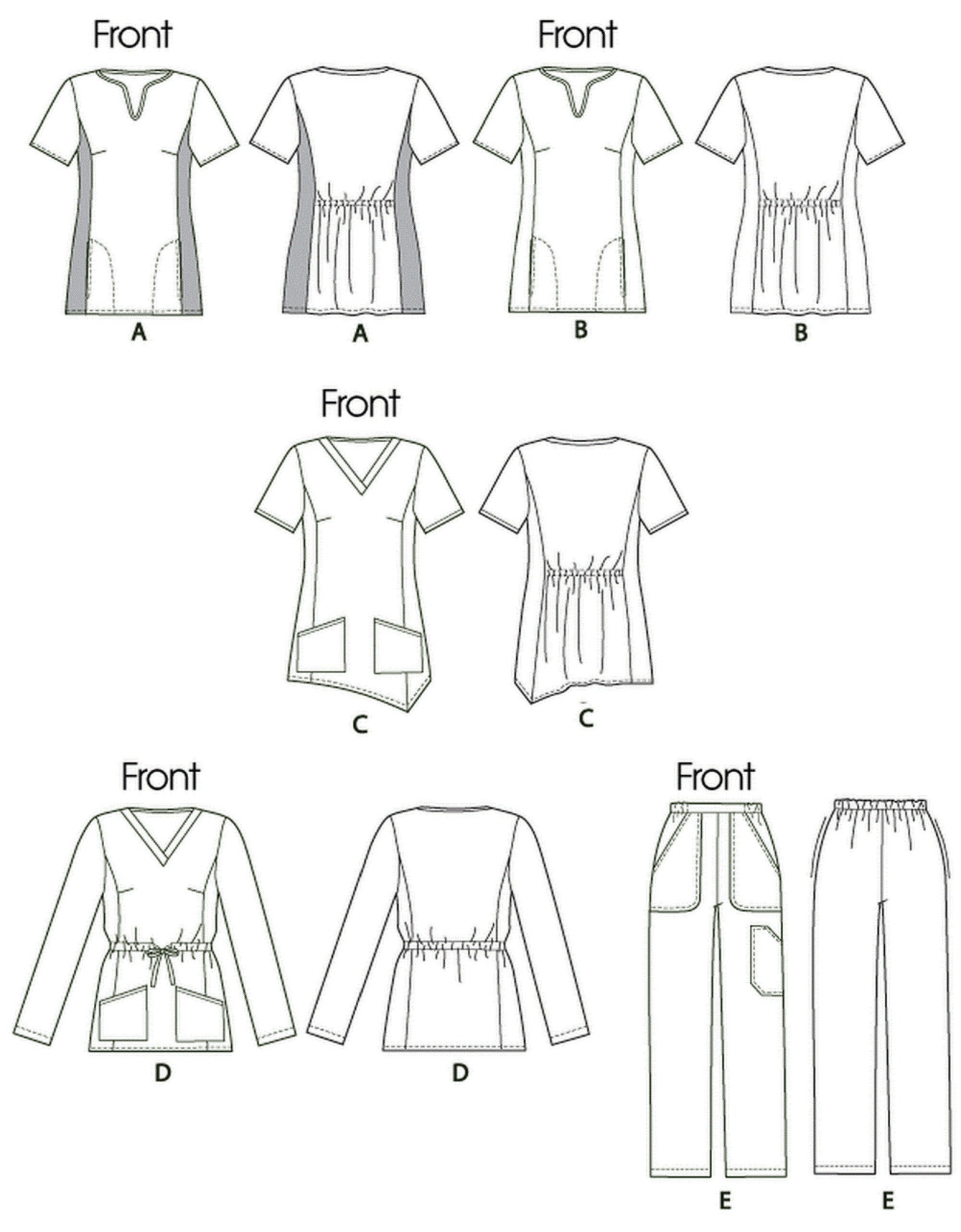 Digital PDF Scrub Top Pants Pullover Short or Long Sleeve - Etsy