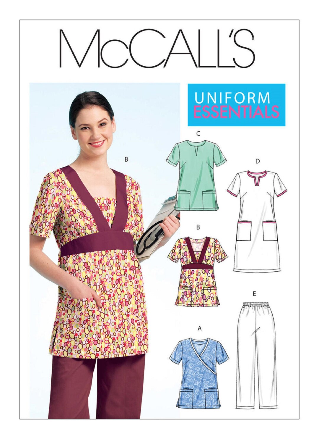 Digital PDF Scrubs Tops Short Sleeve Patch Pockets Straight Leg Pull on ...