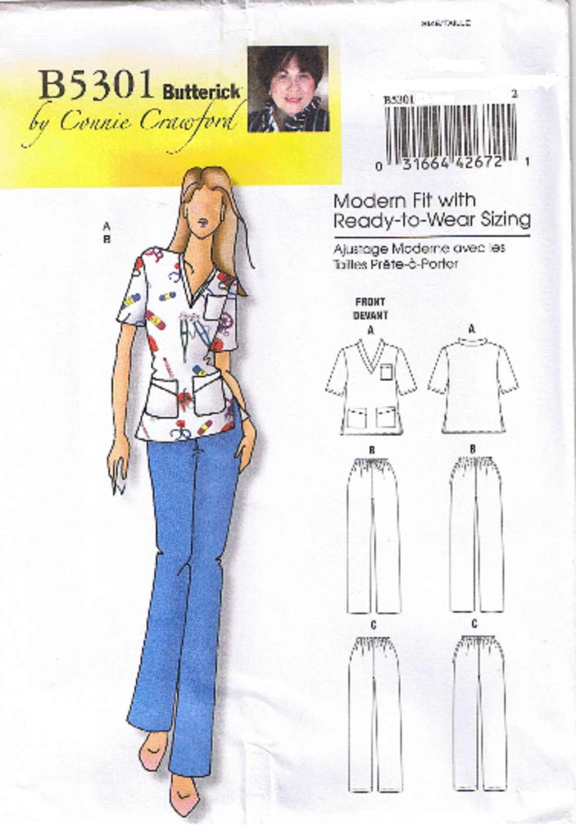 Digital PDF Easy to Sew V Neck Scrub Top Elastic Waist Pocket Pant ...