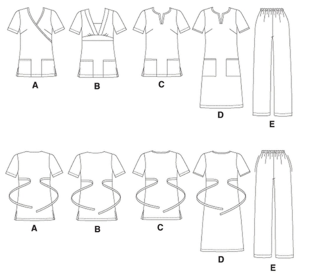 Digital PDF Scrubs Tops Short Sleeve Patch Pockets Straight | Etsy