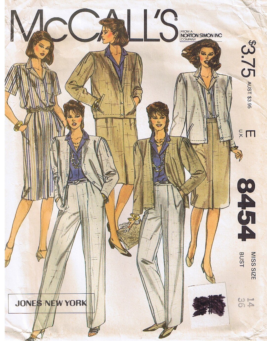 80s Suit Wardrobe Flange Jacket Button Front Blouse Top Front Pleated ...